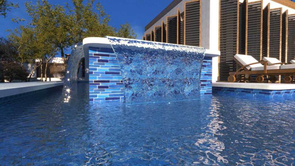 Bamboo Blue Glass Pool Tile - Pool Tile, Porcelain Tile & Mosaic Tile