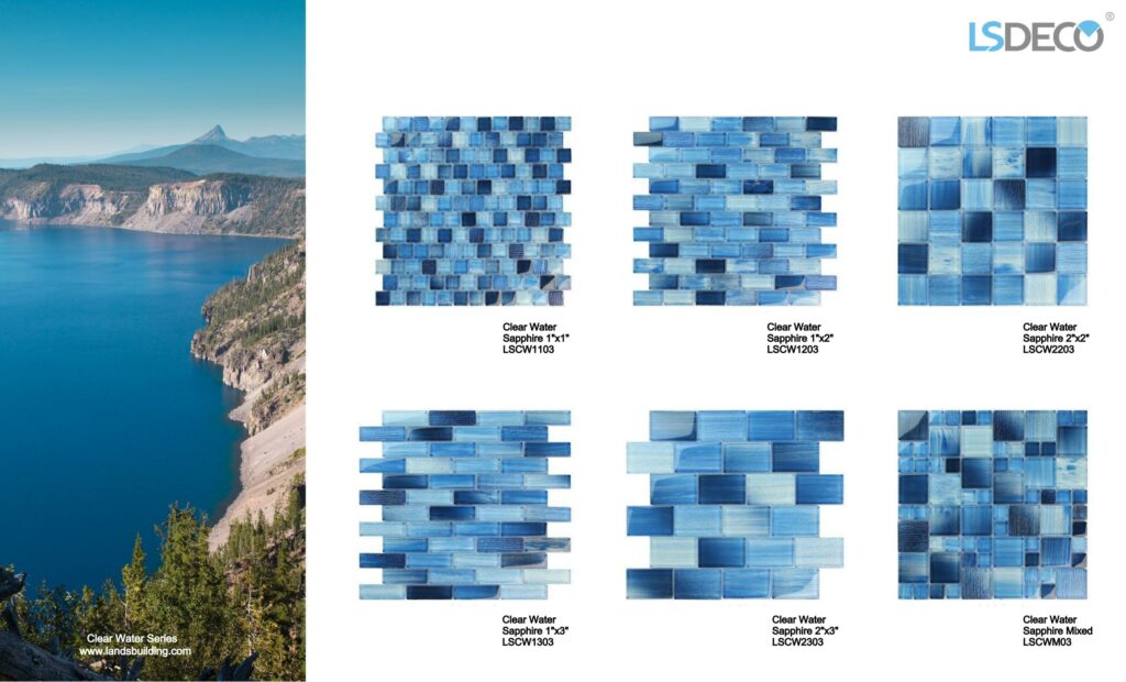 Clear Water Glass Tile for Pool - 2'' x 3'' - Pool Tile, Porcelain Tile ...