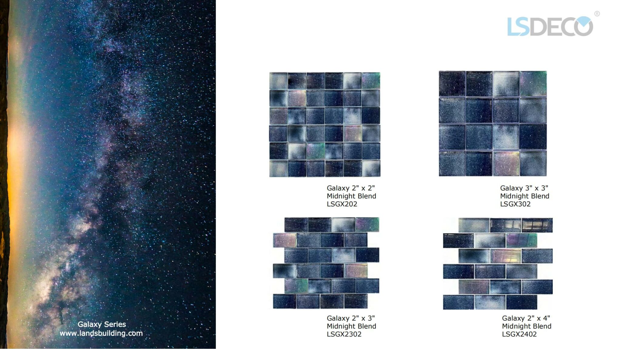 Galaxy Glass Pool Tile - 2'' x 2'' - Pool Tile, Porcelain Tile & Mosaic ...