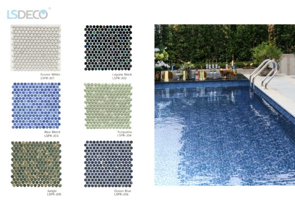 Penny Round Glass Pool Tile - Pool Tile, Porcelain Tile & Mosaic Tile