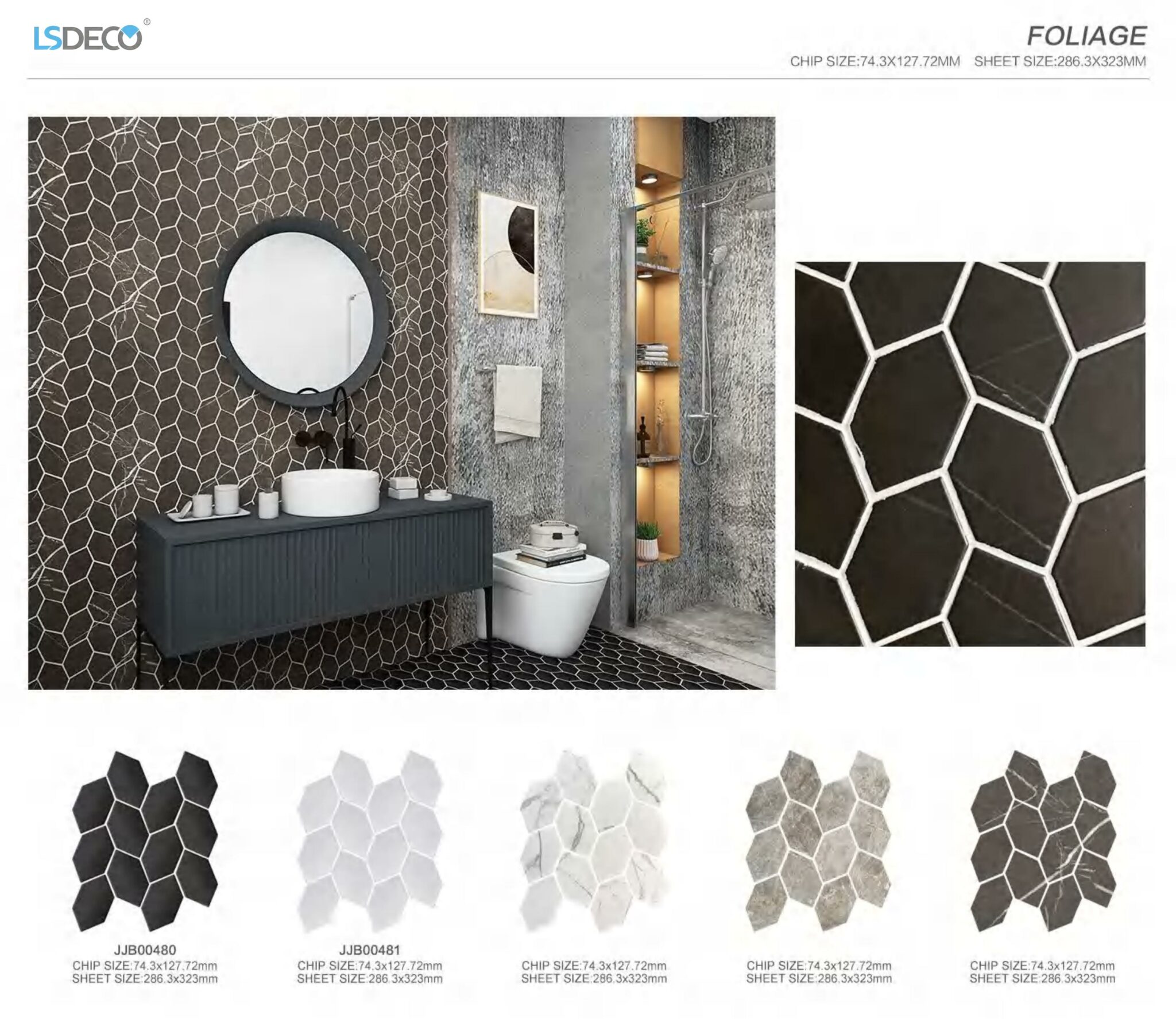 Foliage Porcelain Mosaic - Pool Tile, Porcelain Tile & Mosaic Tile