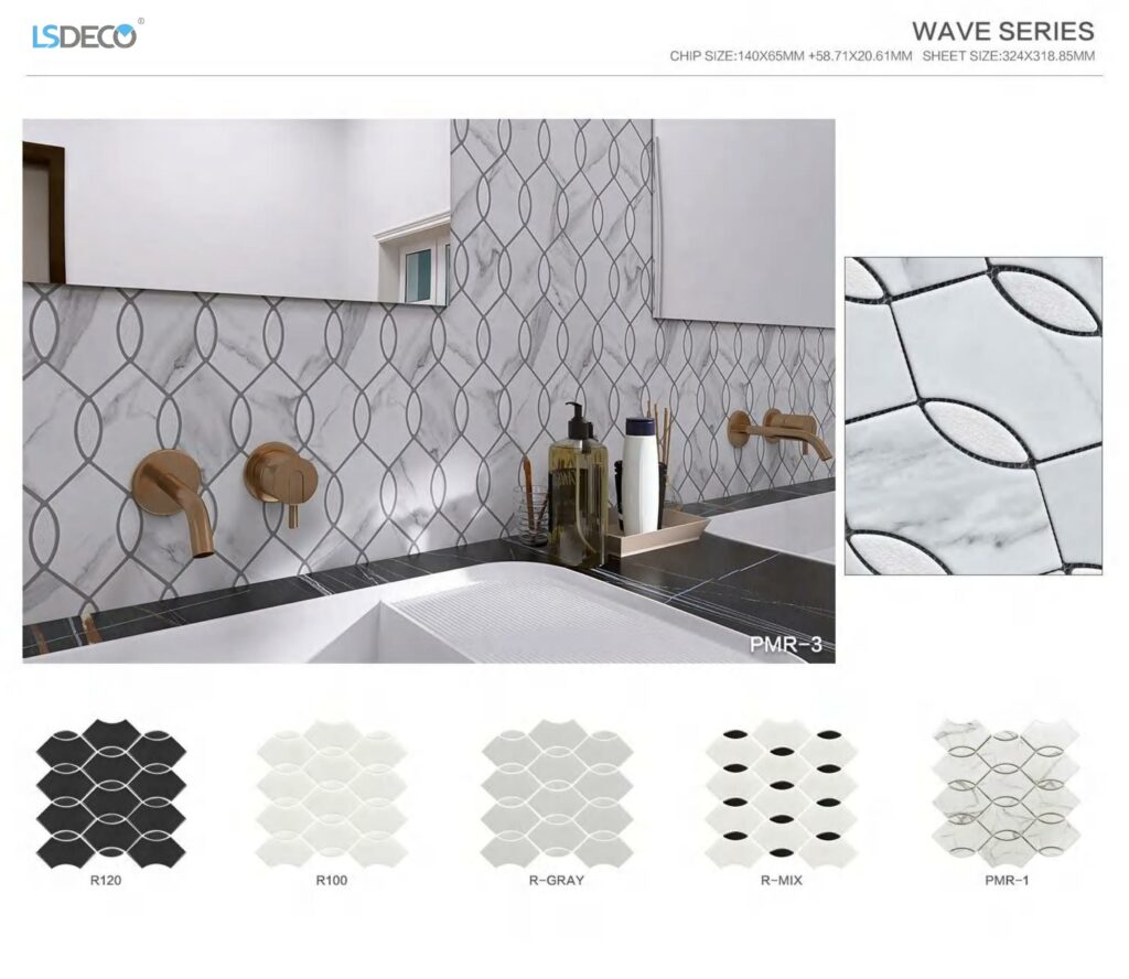 Wave Porcelain Mosaic - Pool Tile, Porcelain Tile & Mosaic Tile