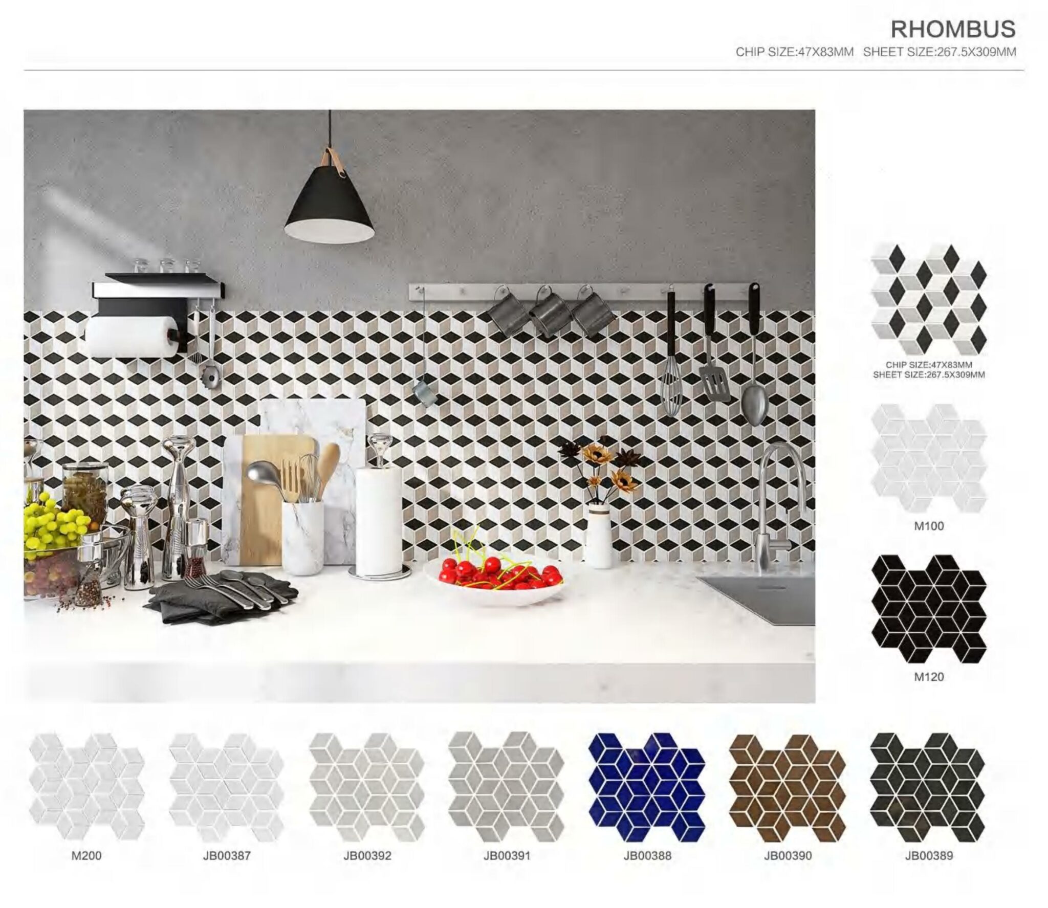 Rhombus Porcelain Mosaic - Pool Tile, Porcelain Tile & Mosaic Tile